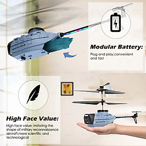 VATOS Remote Control Helicopter, 2.4GHz Obstacle Avoidance Aircraft with Altitude Hold and LED Light, 3.5CH RC Helicopter with Gyro Stabilizer, Support One Key Take Off/Landing Indoor to Fly