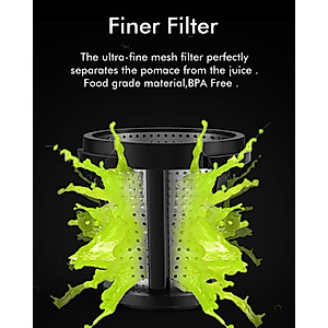 Slow Masticating Juicer Machines, SiFENE Cold Press Juicer for Fruit & Vegetable, 90% Juice Yield Maker Extractor with Soft/Hard Modes, Quiet Motor & Anti-Clog System, Easy to Clean