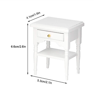 Aoutecen White Nightstand Model, Night Stand Cabinet Model Fashionable Appearance Non to toxic with Drawer for Doll's Bedroom