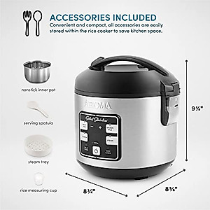 Aroma Housewares Select Stainless Digital Rice & Grain Multicooker, Rice Cooker 4 Cup uncooked, (ARC-914SBDS)
