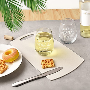 Modwnfy Mothers Day Gift for Stepmom, Best Bonus Mom Ever Wine Glass, Mother in Law Thanks Stemless Wine Glass, Great Gifts Idea for Step Mom, Godmother, God Mother, Aunt, Second Mom, Mother in Law