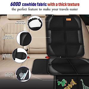 Car Seat Protector, 2 Pack of Seat Protectors, Thickest Padded 600D Fabric Padding, Waterproof, Durable, Anti Slip Backing, Child Seat Protection, Suitable for Babies, Toddlers, Children（2 Protector）