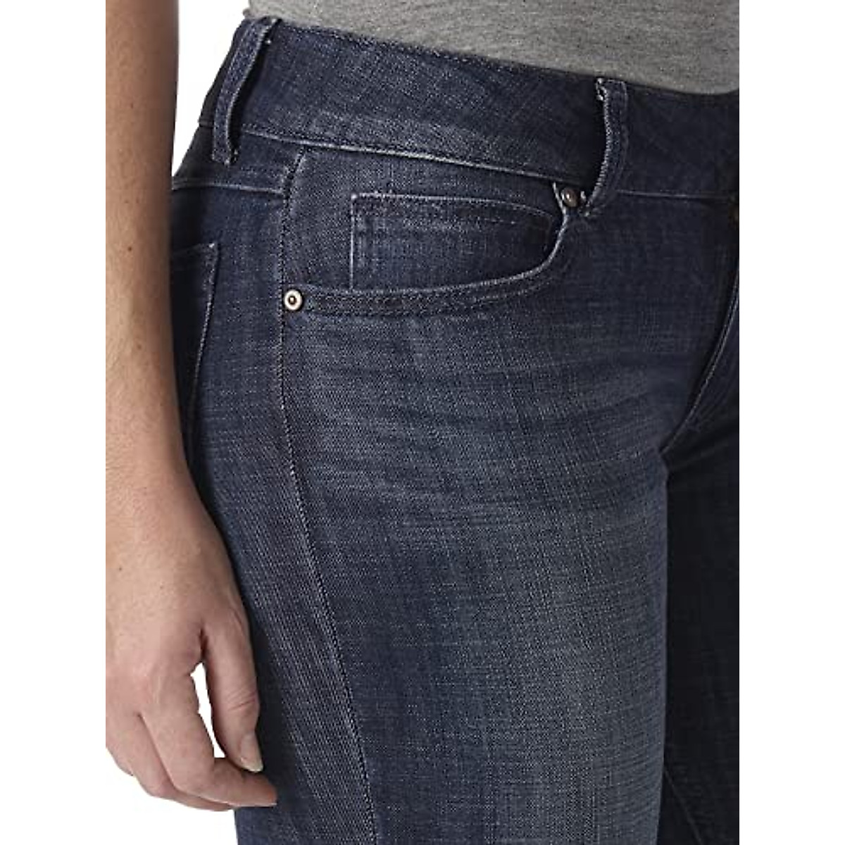 Wrangler womens Western Mid Rise Stretch Straight Leg Jeans, Dark Stone, 11 30 US