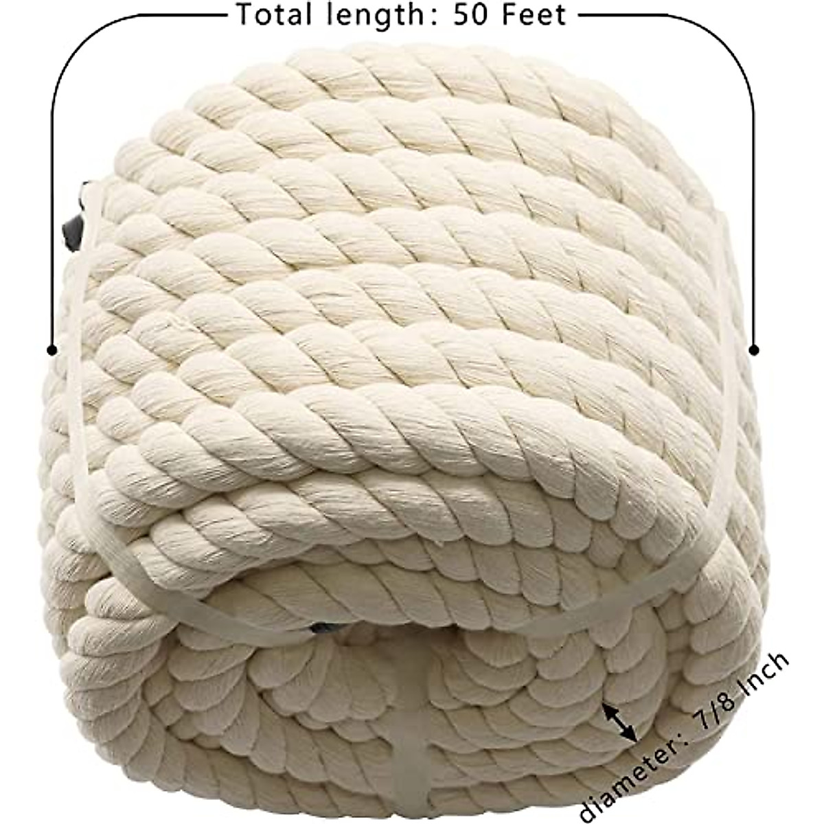1OO% Cotton Rope (1 inch x 48 feet) Natural Thick Twisted Rope for Crafts, Sports Tug of War, Hammock, Home Decorating Wedding Rope