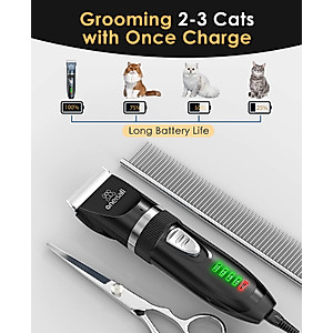 oneisall Cat Clippers for Matted Hair, Quiet Cat Shaver for Long Hair, Cordless Cat Hair Trimmer for Grooming, 2 Speed Pet Shaver Cat Grooming Kit for Cats Small Dogs Animals (Purple)…