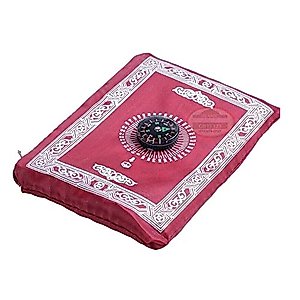 litymitzromq Ultra Soft Indoor Area Rugs, Portable Islamic Muslim Religious Compass Prayer Carpet Mat Pad Festival Supply Muslim Prayer Mat Red
