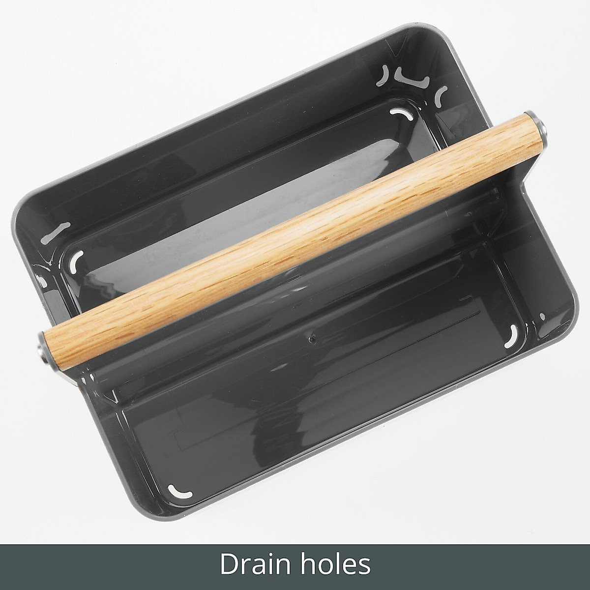 mDesign Plastic Portable Shower Caddy Divided Basket Bin Storage Organizer with Bamboo Handle for Bathroom, Dorm, Shelf & Cabinet Holds Shampoo, Conditioner - Aura Collection, Cream/Natural