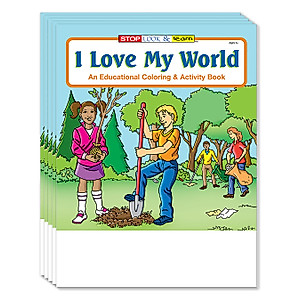 ZOCO - I Love My World - Kids Educational Coloring Books (50 Bulk Pack, Without Crayons) - Make The Difference, Earth Day, Environmentally Friendly Handout - Games, Puzzles, Activities for Kids