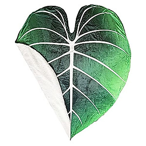 Giant Leaf Shaped Blanket Big Green Leaf Throw Blanket, 87*60 inches Cute Plant Blanket, for Bed, Sofa...
