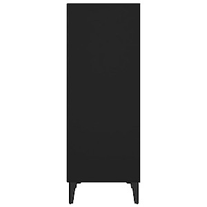 GOLINPEILO Wooden Sideboard Storage Cabinet Black 13.6"x12.8"x35.4" Engineered Wood -AA