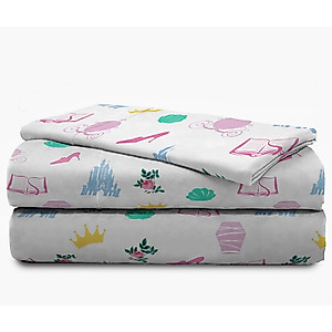 Jay Franco Disney Princess Sassy 4 Piece Twin Bed Set - Includes Comforter & Sheet Set - Super Soft Fade Resistant Polyester - (Official Disney Product)