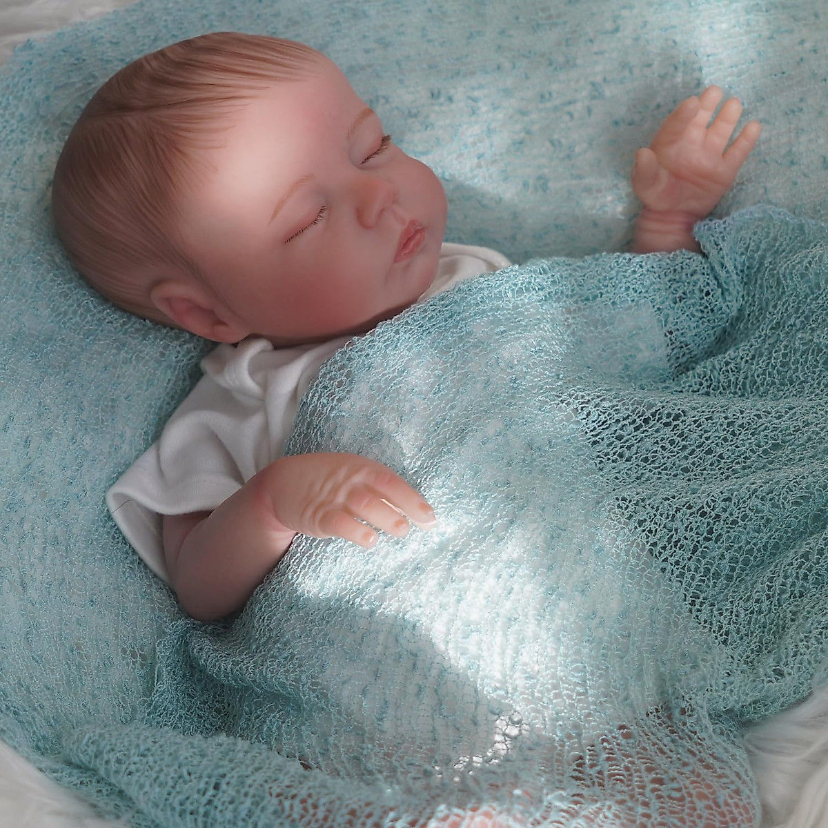 KSBD Reborn Baby Dolls Delilah with Realistic Veins, 18 inch Sleeping Newborn Baby Girl Doll, Lifelike Vinyl Silicone Reborn Doll with Weighted Cloth Body, Advanced Painted Gift Set for Kids Age 3+