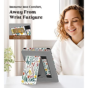 MoKo Case Fits All-New 6" Kindle (11th Generation, 2022 Release)/ Kindle (10th Gen,2019)/Kindle (8th Gen, 2016), Ultra Lightweight PU Shell Cover with Auto Wake/Sleep for Kindle 2022, Flowers