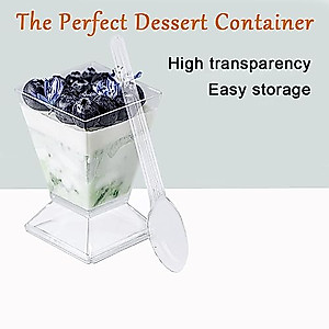 BEGA HOME Dessert Cups - 5oz 50 Cups, 50 Lids and 50 Spoons - Great for Parfaits, Pudding, Yogurt, & Mini Treats - Small Clear Plastic Cups, Yogurt Parfait Cups with Lids & Spoons