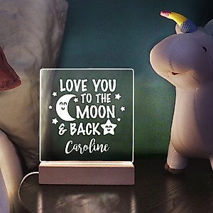 Personalized Night Light for Kids Gifts for Baby Nursery Lamp Bedroom Decor Love You to The Moon