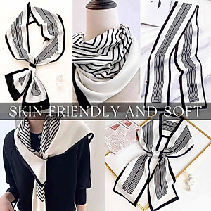Dailyacc Hair Scarf for Women Fashion Silky Satin Headscarf Wrap Breathable Lightweight Neck Scarves For Handbag Accessories（Long 59"*5.9"