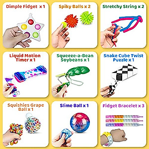 (63 Pcs) Fidget Toys Pack, Party Favors Carnival Treasure Classroom Prizes Small Mini Bulk Sensory Figit Toys Set for Boys Girls Kids Adults, Stress Relief & Anxiety Relief Tools Autistic ADHD Toys
