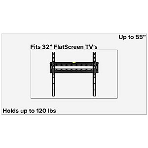 Flash Furniture FLASH MOUNT Tilt TV Wall Mount with Built-In Level - Max VESA Size 400 x 400mm - Fits most TV's 32" - 55" (Weight Capacity 120LB)