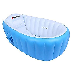 Inflatable Baby Bathtub, Kid Infant Toddler Infant Newborn Inflatable Foldable Shower Pool (Blue)