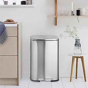 GAOMON Kitchen Trash Can, Smudge Resistant Rectangular Garbage Can with Soft-Close Foot Pedal, Brushed Stainless Steel, 50 Liter/13 Gallon