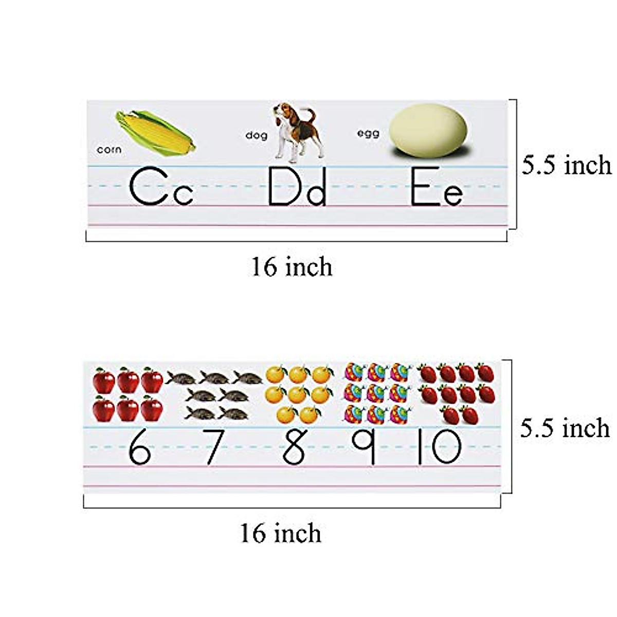 AUONY Alphabet Bulletin Board Set, Alphabet Banner Number Banner Alphabet Wall Classroom Decorations Bulletin Board Border for Playroom Bedroom Nursery Room Decorations, 11 Sheets