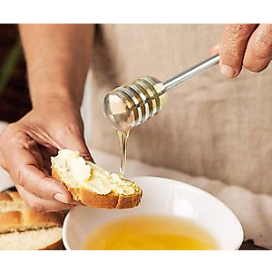 HOME-X Stainless-Steel Honey Dipper Wand for Honey Jars, Stainless-Steel Stirrer for Serving Honey and Syrup, Candy and Chocolate Drizzler Tool, 6 ¼” L x ¾” D, Stainless Steel