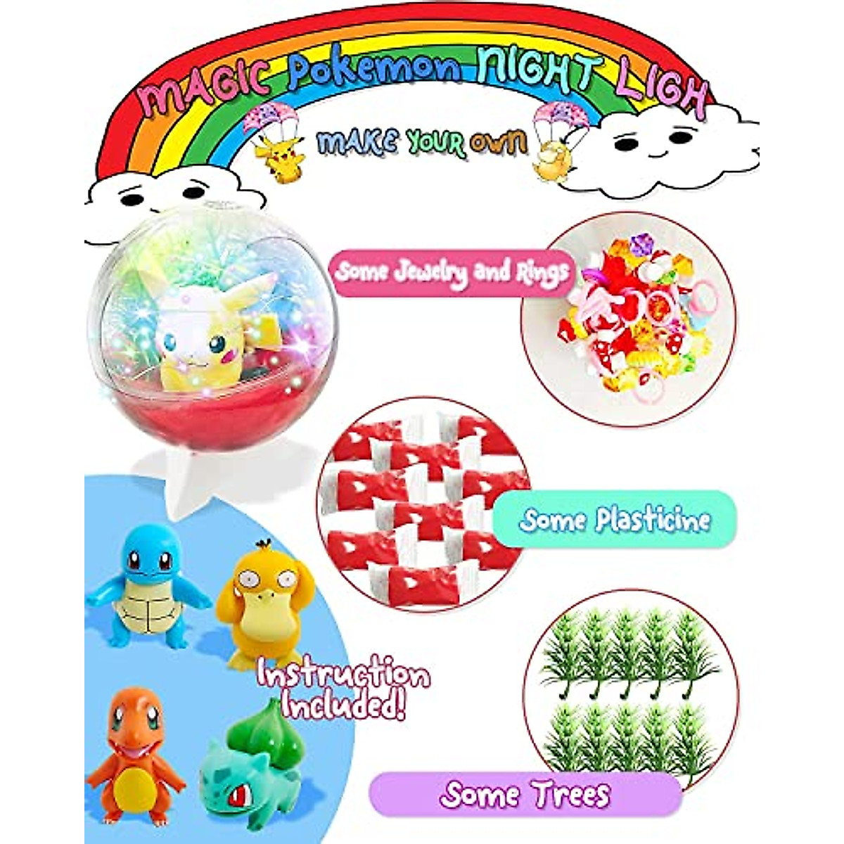Make Your Own Night Light Kit for Kids - Light-Up Easter Egg Terrarium Craft Kit for Pokemon - Arts & Crafts Activities Kit - Bedroom Decoration Easter Gifts for 4 5 6 7 8-12 Year Old Kids- Yellow