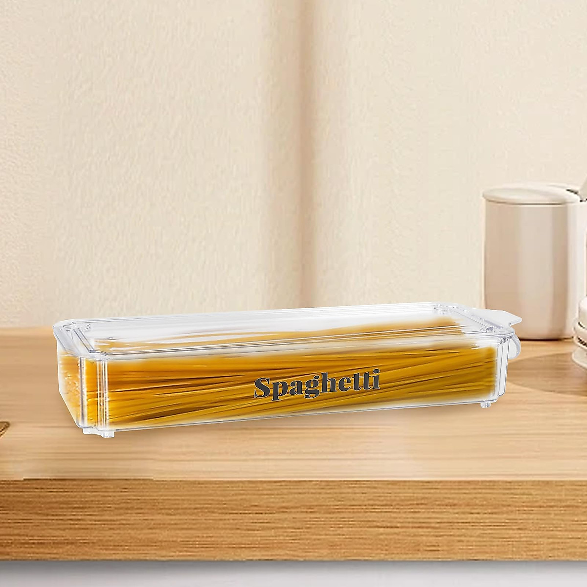 Yomjarl Pasta Storage Container Plastic Spaghetti Food Storage Box, Airtight Spaghetti Noodle Holder Rectangular Chopstick Storage Box for Spaghetti, Pasta, Noodles, Eggs, Fruits Snacks