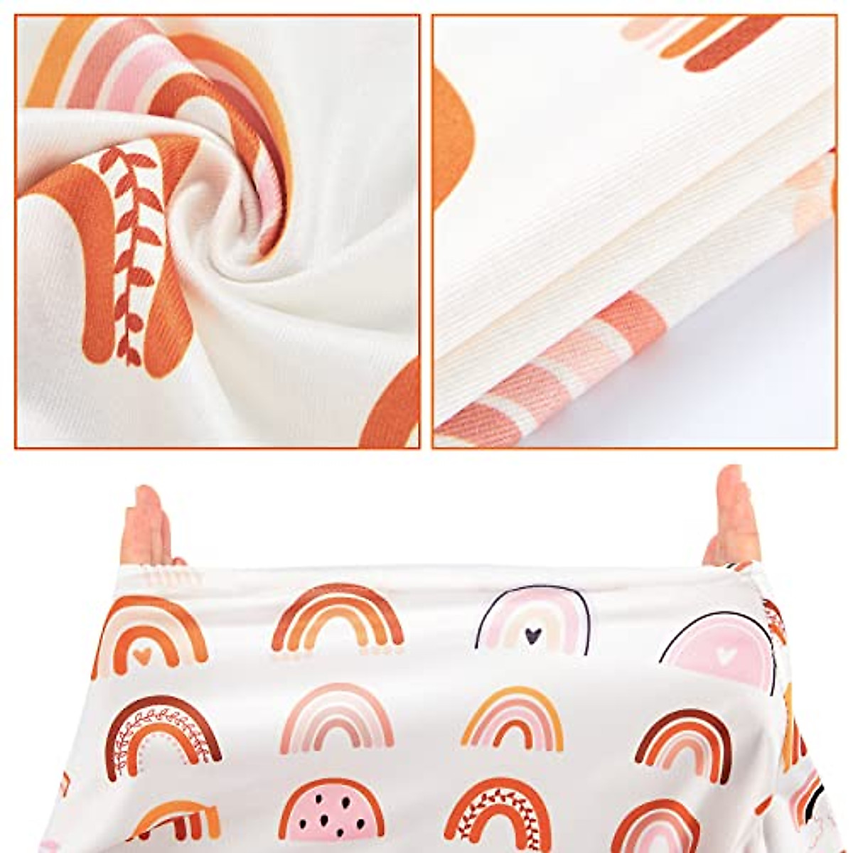 Boao Stretchy Baby Car Seat Cover Baby Car Seat Canopy Nursing Cover Carseat Canopy for Babies Breastfeeding and Car Seat Multi Use Shopping Cart High Chair Cover (Rainbow Style)