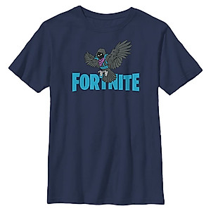Fifth Sun unisex child Fortnite Wings of Fortnight Boys Husky Short Sleeve Tee T Shirt, Navy Blue, Large US