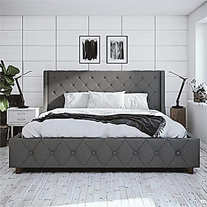 COSMOLiving by COSMOPOLITAN Mercer Upholstered Bed - King - Grey Linen