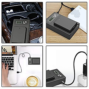LP-E10 Charger, LP Charger with LCD Display, USB Charging Port, Compatible with Canon EOS Rebel T7, T6, T5, T3, T100, 4000D, 3000D, 2000D, 1500D, 1300D, 1200D, 1100D(Not for T3i T5i T6i T6s T7i)