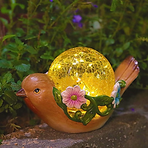 CTgift Garden Bird atue, Garden Bird Sculptures with Solar LED Lights for Artiic Deration of Outdoor Sidewalks, Patios, and Lawns