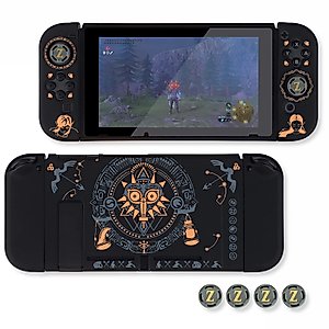 ITONGGUYUKI Dockable Protective Case Compatible with Switch, Hard Shell Case cover for Switch and Joy-Con Controllers with 4 Thumb Grips,zelda tears of the kingdom switch Carrying Case