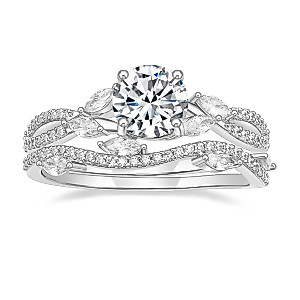 Mameloly 1.5ct Wedding Rings for Women Round Bridal Ring Sets Plated Horse Eye Cubic Zirconia Engagement Rings Twisting Infinity Pave Set Size 8