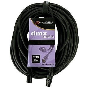 ADJ Products AC5PDMX100 100 FOOT, 5 PIN DMX CABLE, Black