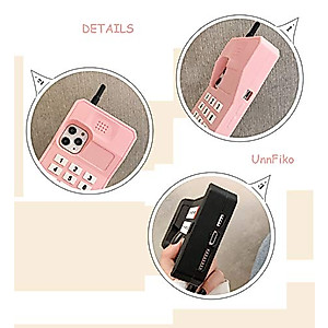 UnnFiko 3D Silicone Case Compatible with iPhone 14 Pro Max, Retro Classic Creative Soft Rubber Bumper Cover Cool Fun Thick Protective Stand Case (Retro Cellphone Pink, iPhone 14 Pro Max)