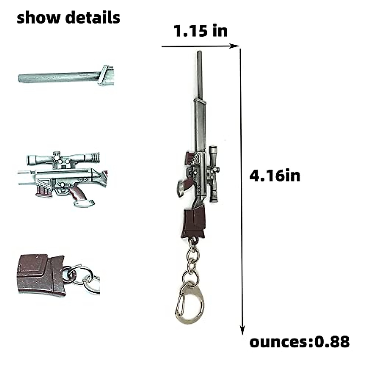 JINZHOUFZ Miniature Metal Assault Rifle Gun Model Keychain Bag Pendant Ornament Gift (model-M4)
