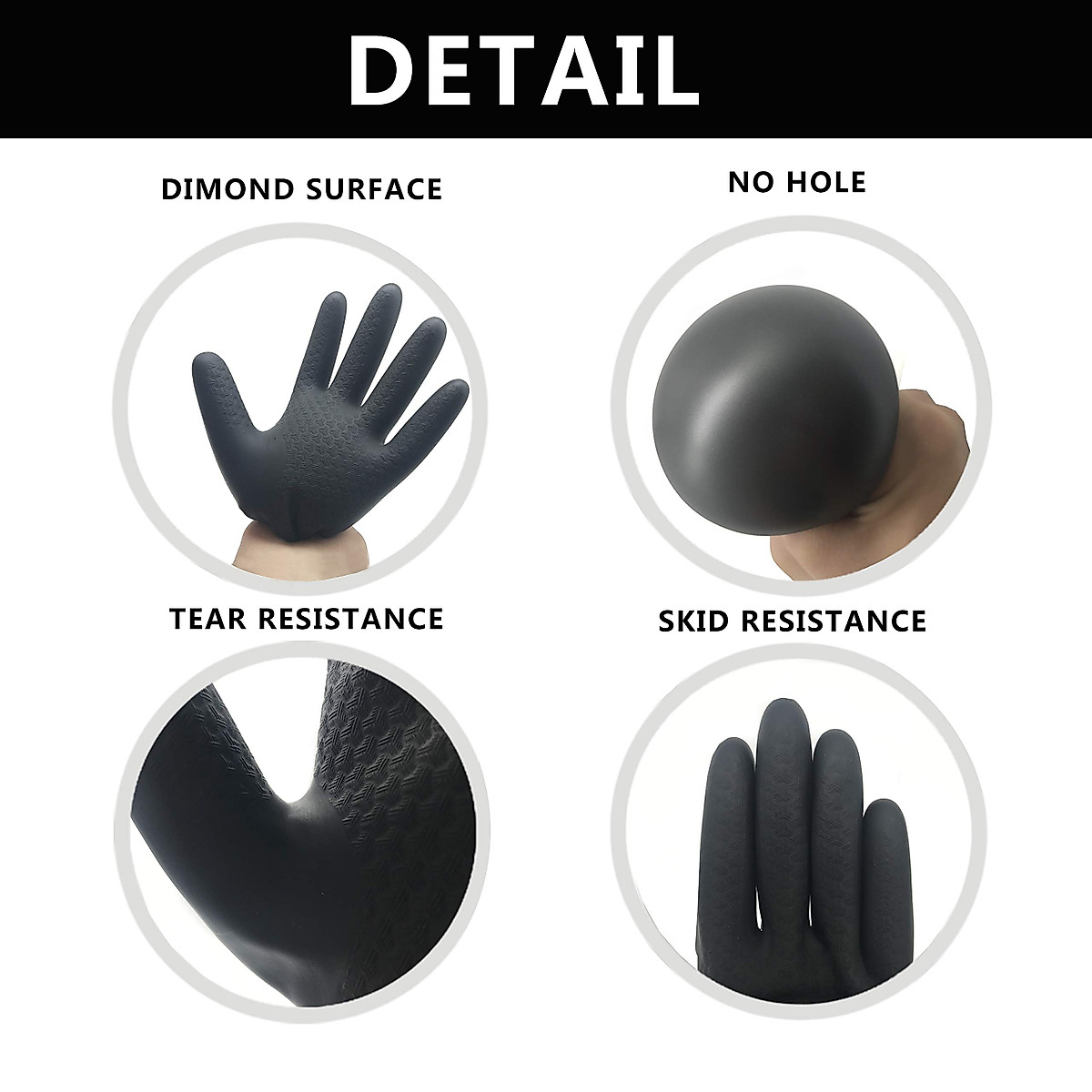 Uxglove Chemical Resistant Gloves, Work Heavy Duty Industrial Rubber Gloves,12.2",Black 1 Pair