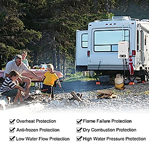 Camplux 2.64 GPM Tankless Propane Water Heater, Outdoor Portable Gas Water Heater with Overheating Protection, Instant Propane Hot Water Heater for RV, Camping, Cabins, Barns, White