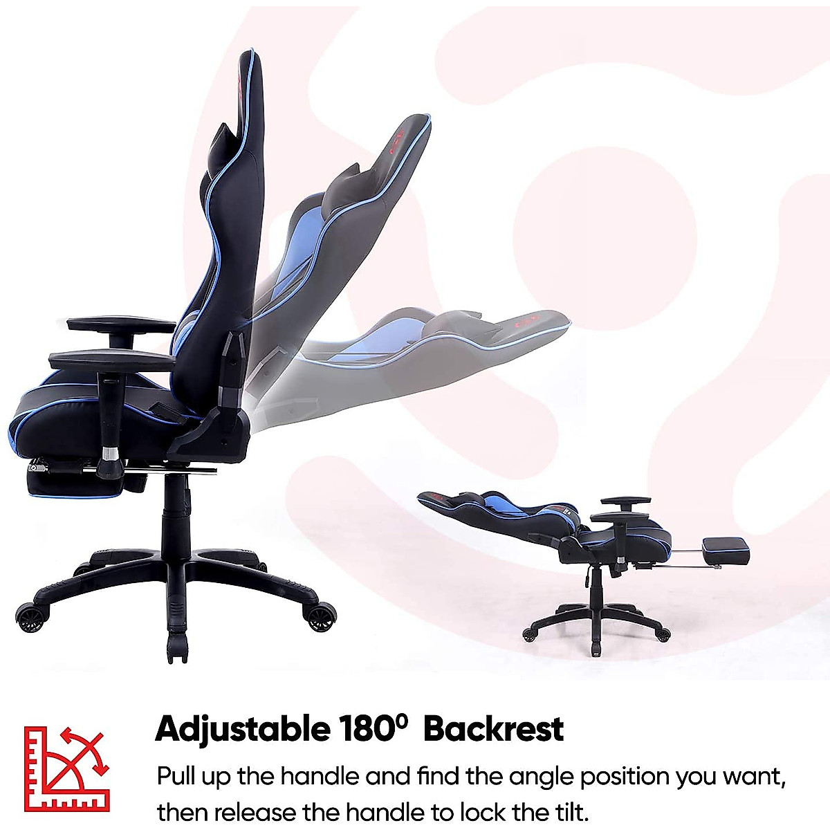 OnTarget Gaming Gaming Chair with Footrest High Back Gaming Chair with Footrest Ontarget GC100 Video Game Chair PC Racing Style Gamer Chair