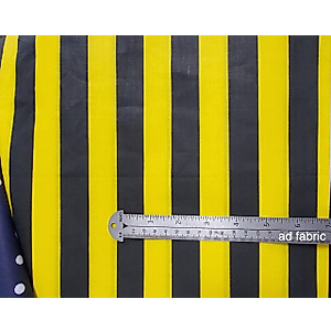 Ad Fabric, Polycotton Printed Striped Yellow/Black Poly Cotton, 58" Inches Wide, Sold by Yard