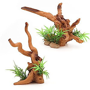 AQUA KT Reptile Corner Climbing Branch Tree Wood Assorted Kit for Amphibian Snake Lizard Bearded Dragon Leopard Gecko Climb Accessory Terrarium Cage Habitat Decor, Pack of 2