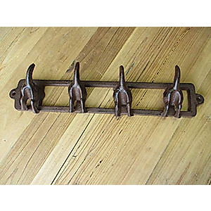 4 Cast Iron Dog Tail Hooks On Rack