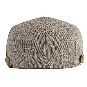 Qianuer Newsboy Hats for Men Flat Cap Adjustable Tweed Ivy Gatsby Cabbie Hat Khaki