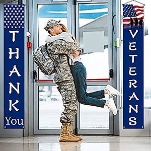 Thank You Veterans Hanging Banner Memorial Day Veterans Day American Flag Patriotic Decoration