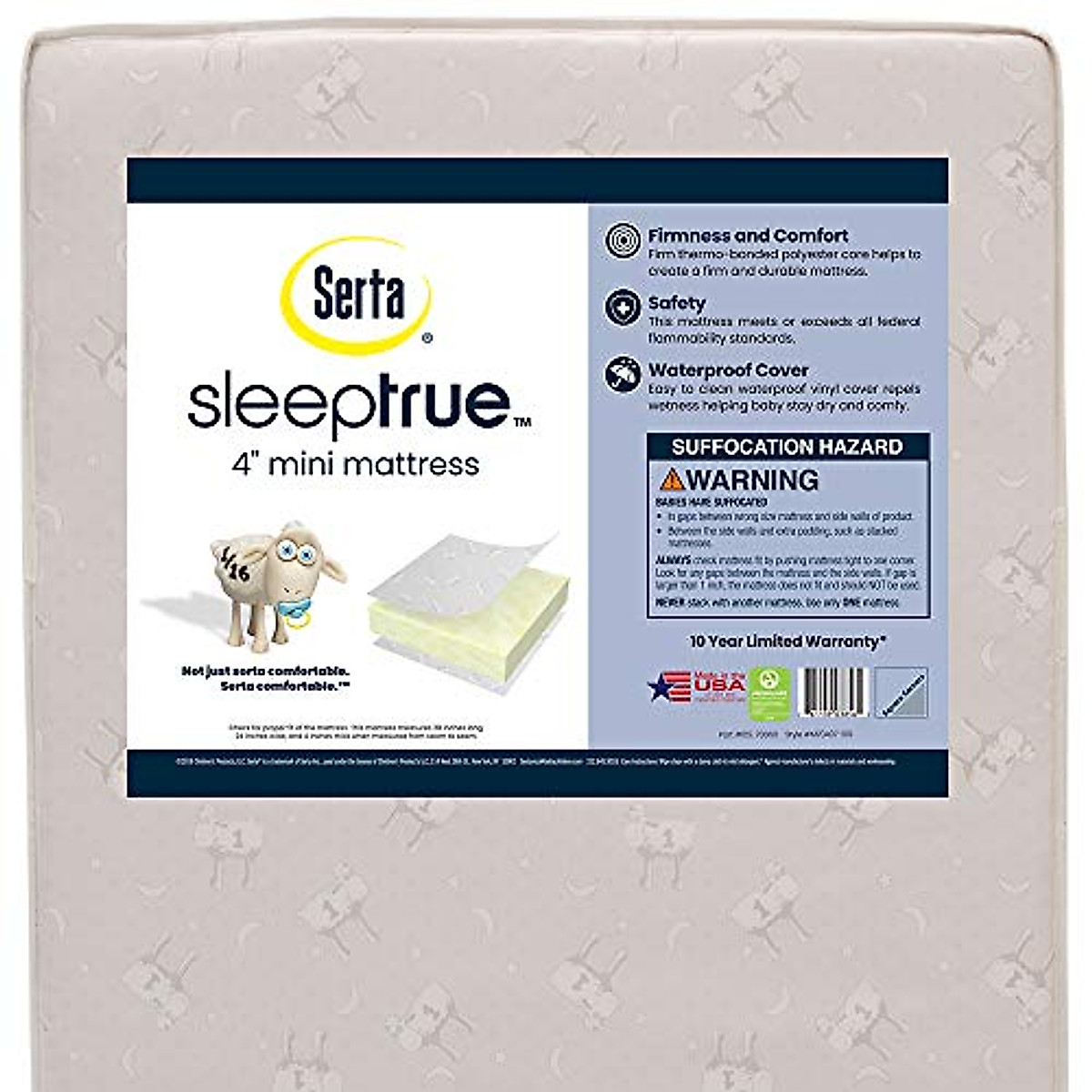 Delta Children Serta SleepTrue Mini Crib Mattress, White & American Baby Company Waterproof Fitted Porta/Mini Crib Protective Mattress Pad Cover, White (1 Count), for Boys and Girls