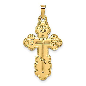 IceCarats 14K Yellow Gold Eastern Orthodox Holy Cross Necklace Religious Pendant Jesus Christ Charm 34mm x 18mm Only