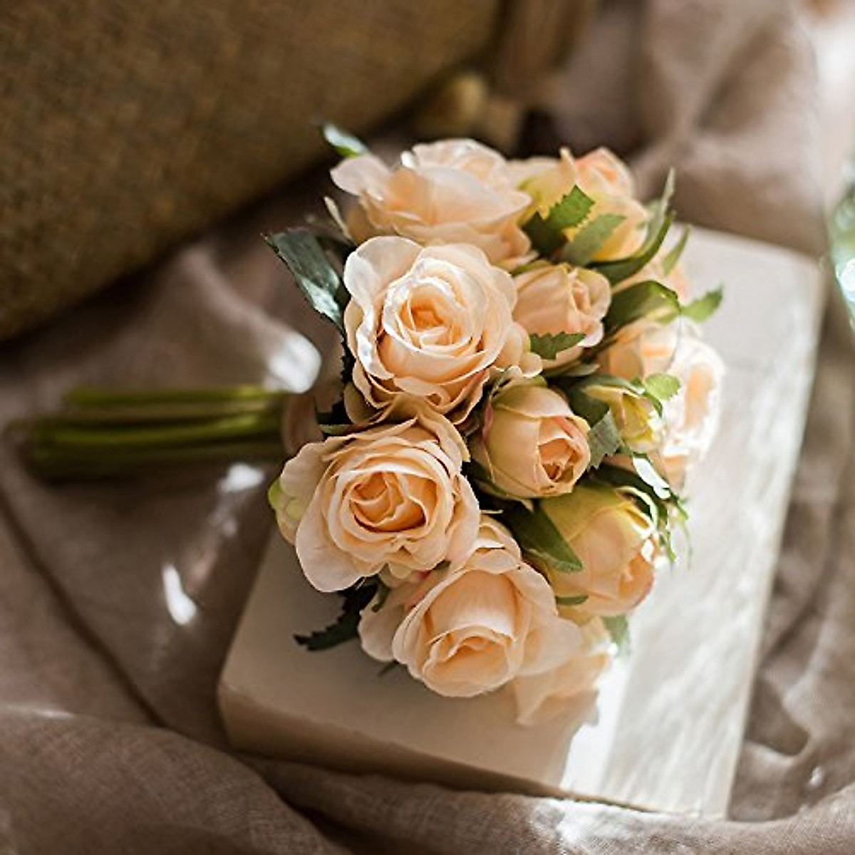 Gentille G Home Collection Rustic Light Pink Purple White Silk Rose Bouquet (Purple)