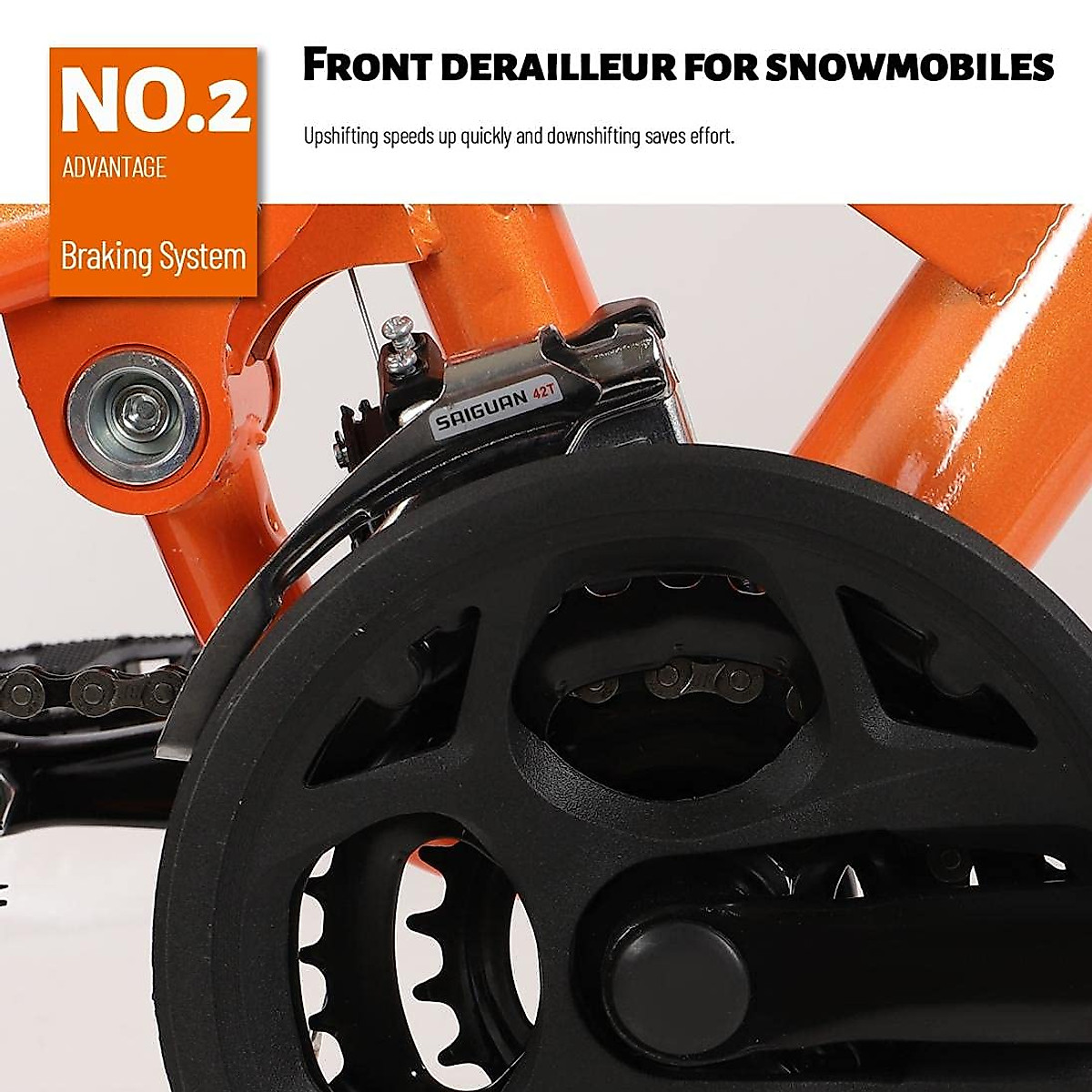 DSVF 26in 4.0 Fat Tire Mens Mountain Bike Road Bicycle, Medium Aluminum Frame City Bike, 21 Speed Adults Teens Road Bicycle Disc Brake Aluminum Soft Cushion Racing Bike【US Stock】 (Orange)